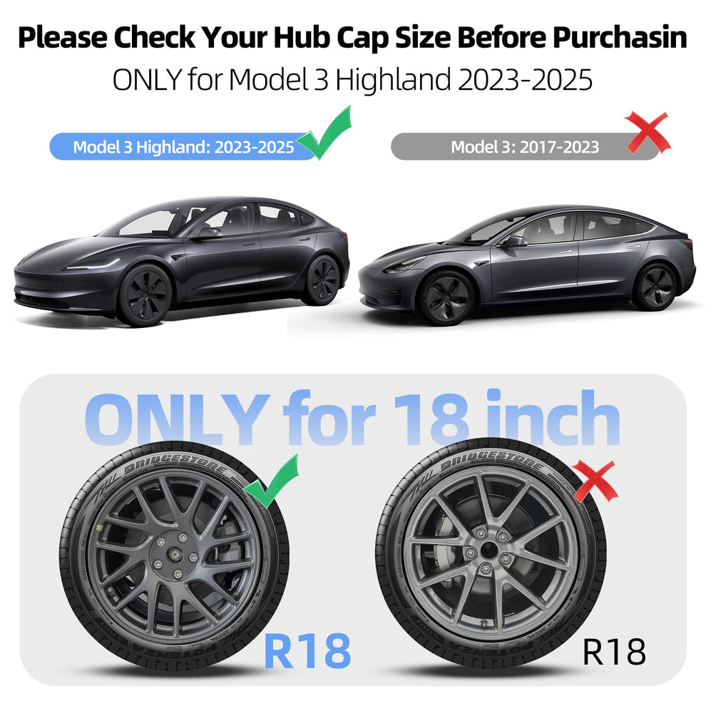 Design for Tesla Model 3 Highland 2023-2025 Hubcap 18 Inch Turbine Whe ...